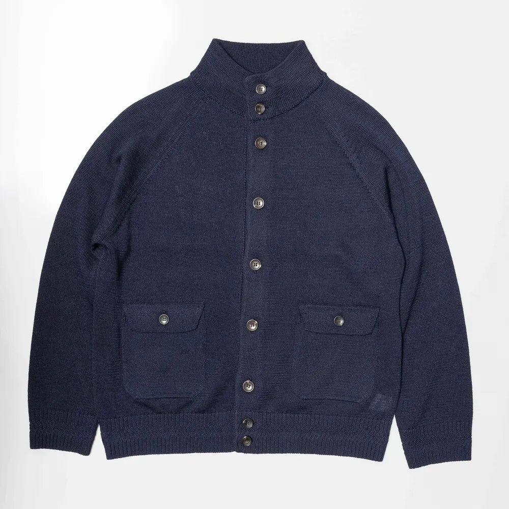Refinement Knitwear Essential Raglan Bomber Knit Jacket Navy | The ...